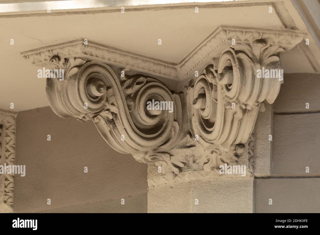 Elements of architectural decorations of buildings, a beam under the ...