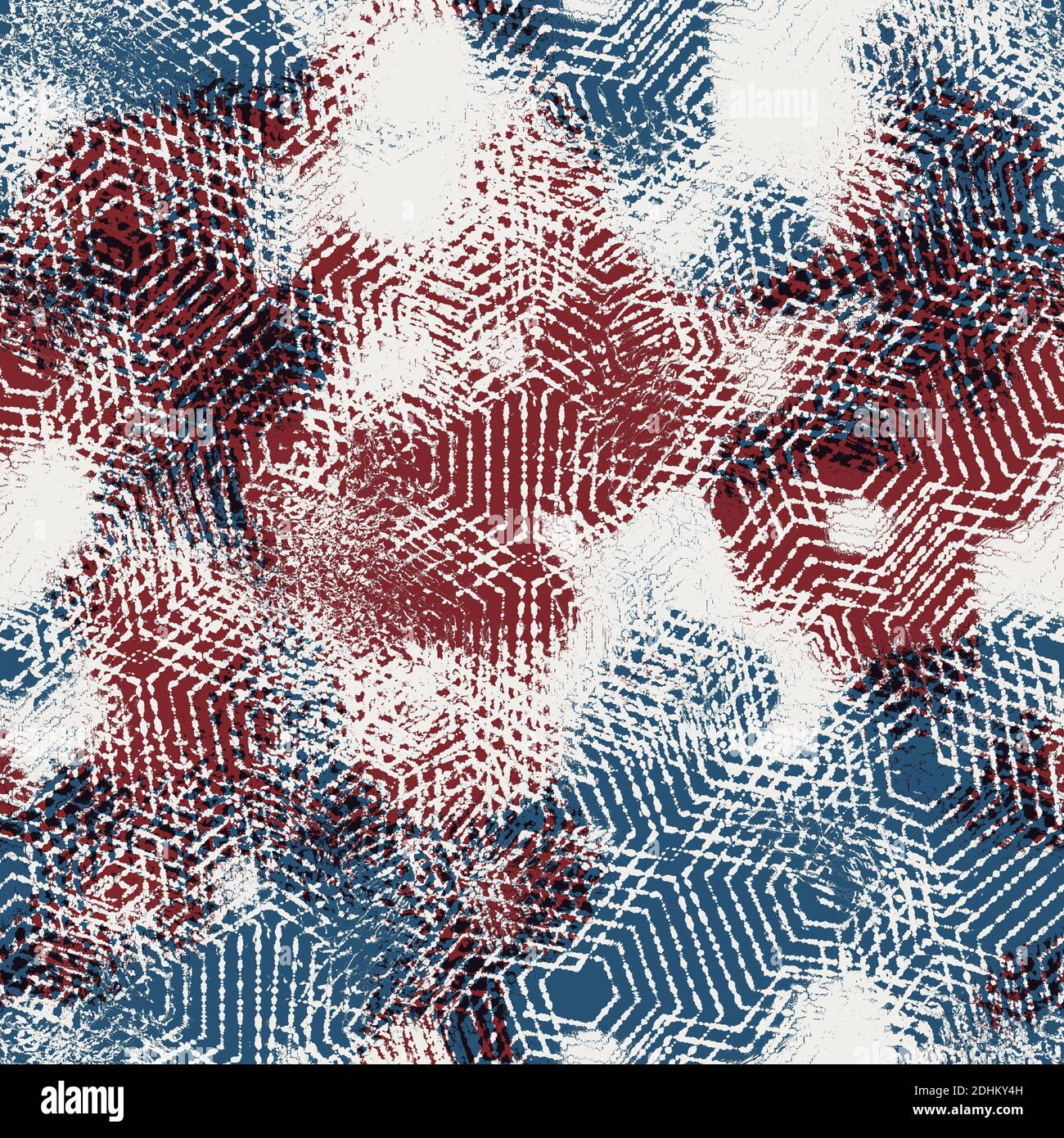 Seamless geo pattern in red blue black white Stock Photo - Alamy