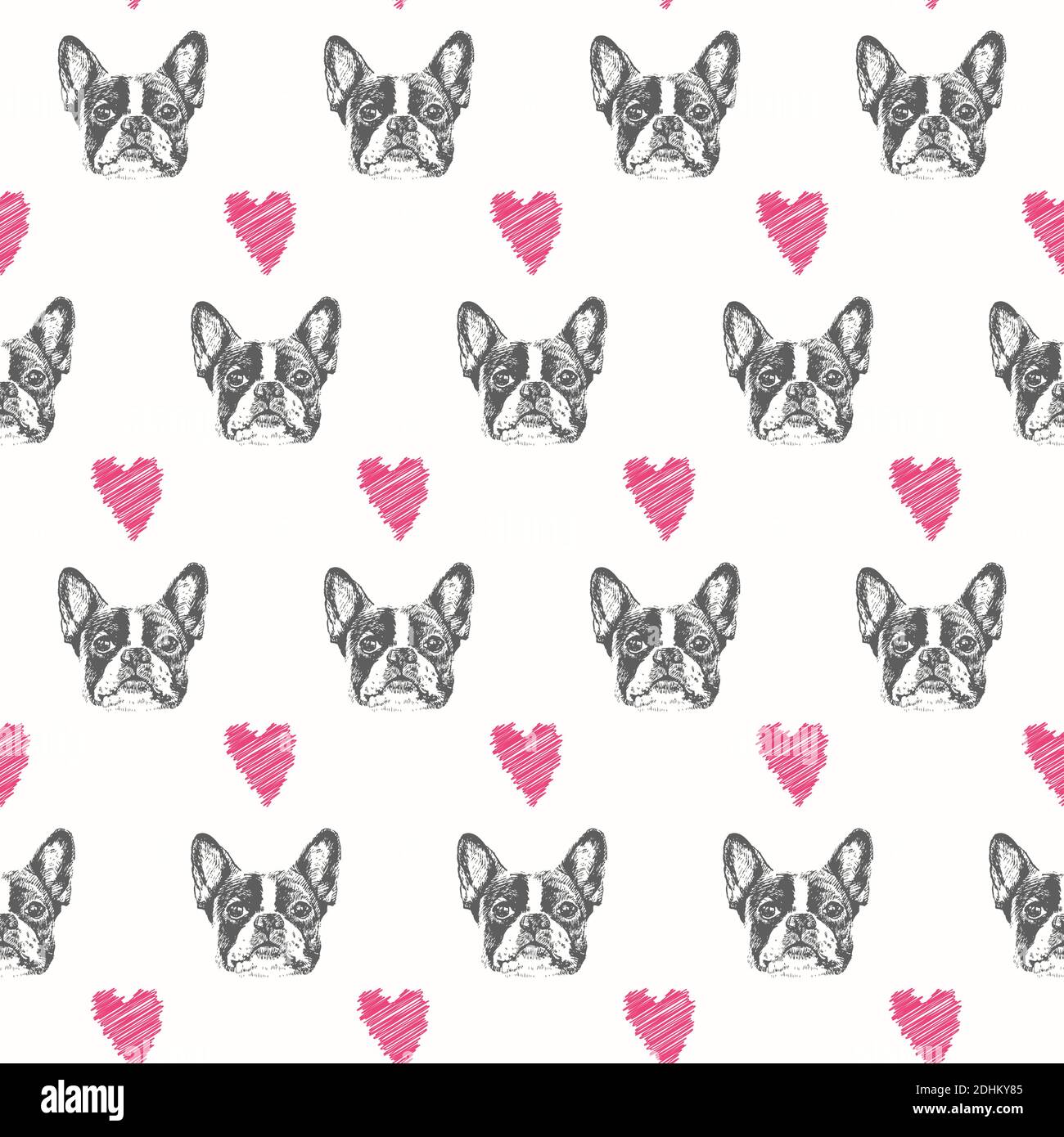 French bulldog seamless pattern. - Vector stock illustration. France ...