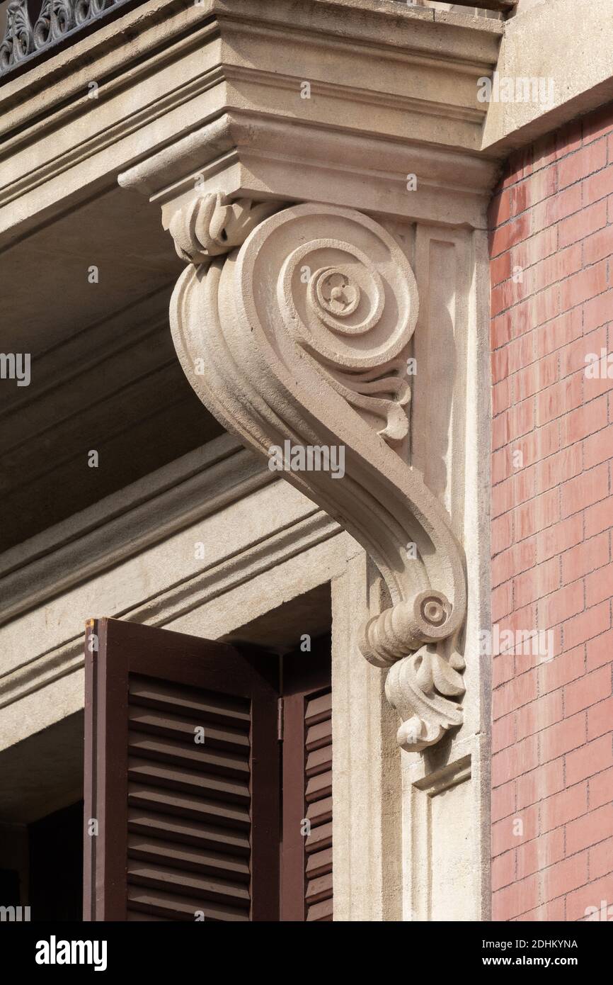 Elements of architectural decorations of buildings, a beam under the ...