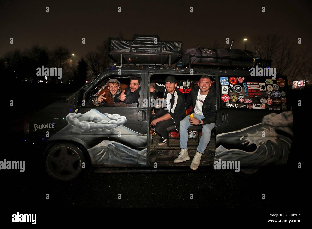 Charlie Granstaff poses with friends ahead of the Drive-In Boxing event ...