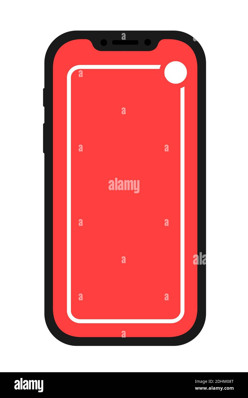 Smartphone and smart phone with notification alert on the screen. Red ...