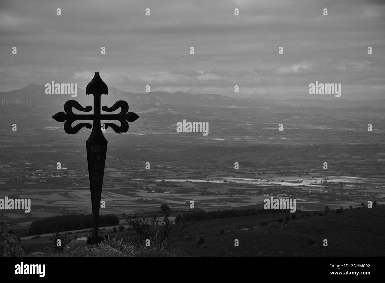 Cross of the apostle Santiago in the ruins of the Clavijo castle ...
