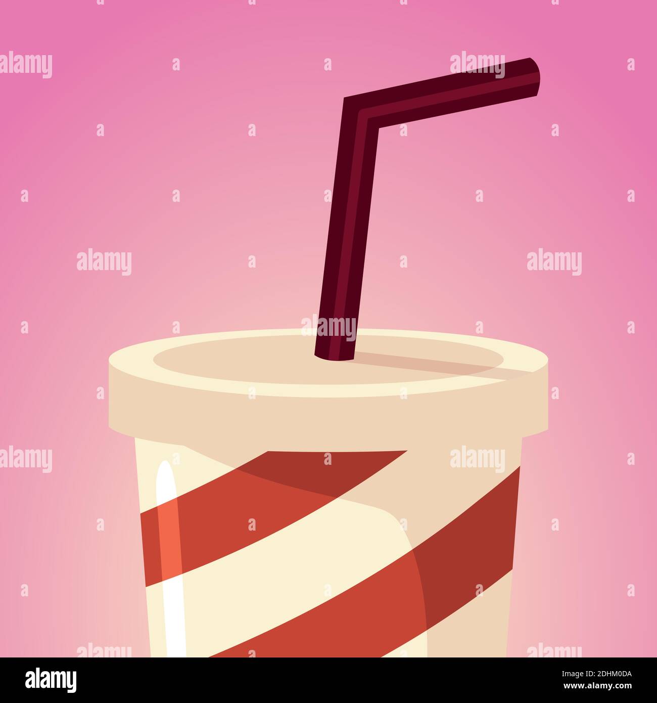 striped takeaway cup with straw soda food icon vector illustration ...