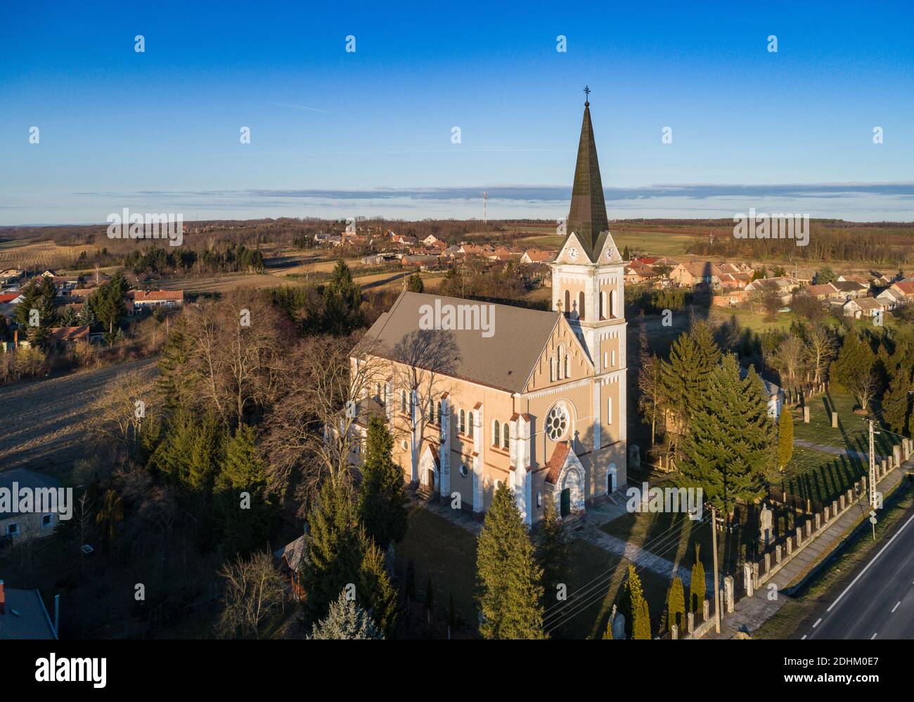 Aerial photo of Church in Inke Stock Photo - Alamy