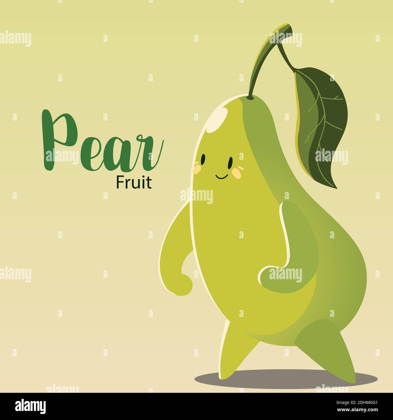 fruit kawaii cheerful face cartoon cute pear vector illustration Stock ...