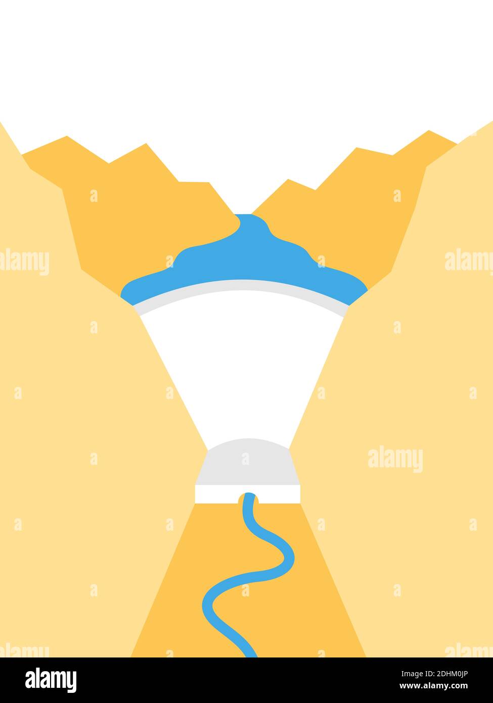 Large arch gravity dam in the canoyn and valley. Water reservoir and ...