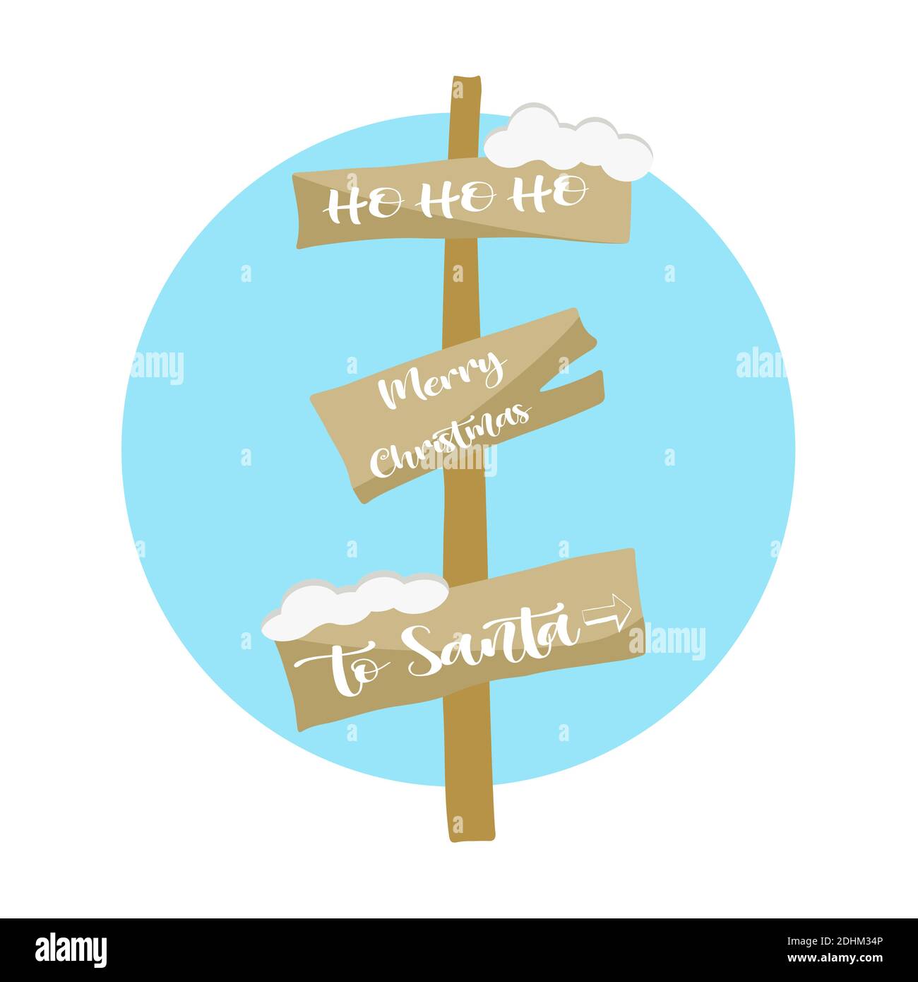 Christmas wooden signpost in doodle style. Vector illustration Stock ...