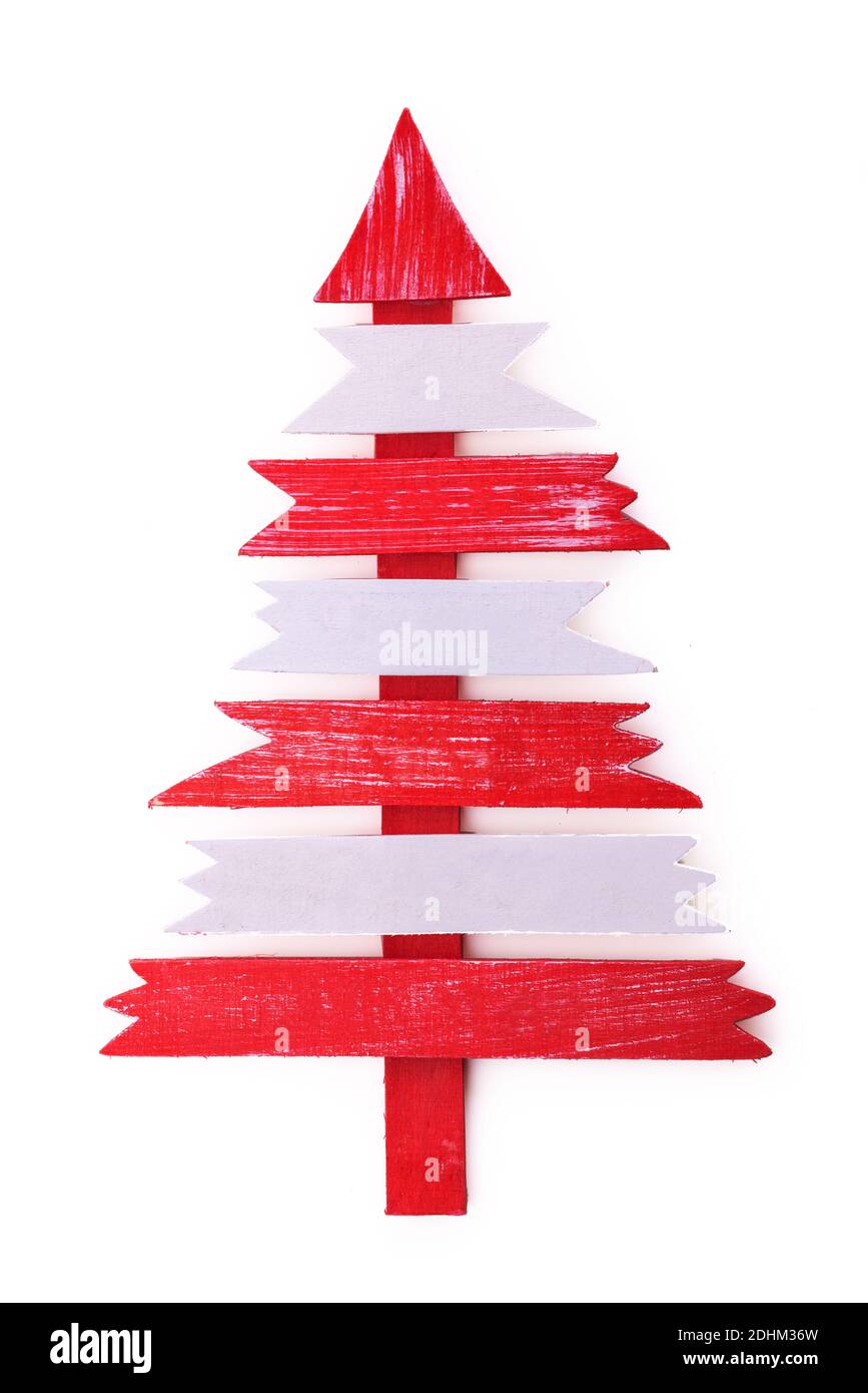 Handmade wooden Christmas tree on white background Stock Photo - Alamy