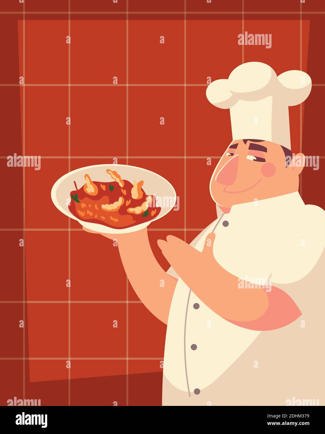 chef serving food worker professional restaurant vector illustration ...