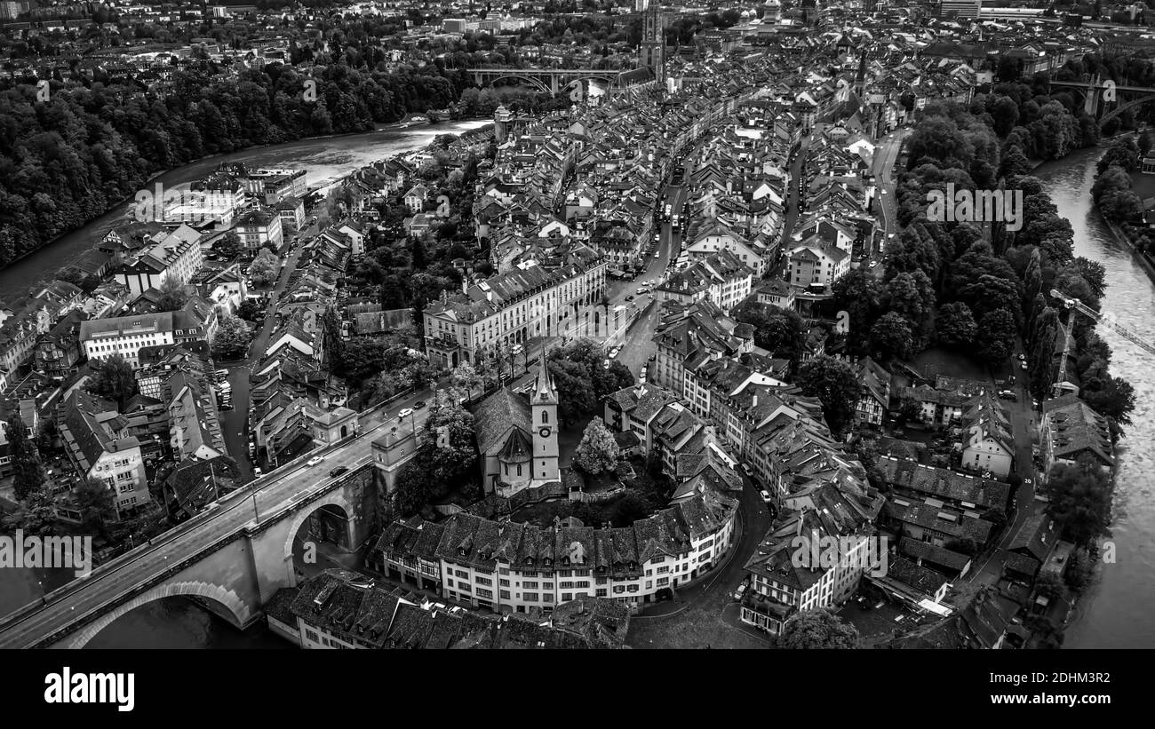 Aerial view over the city of Bern - the capital city of Switzerl Stock ...