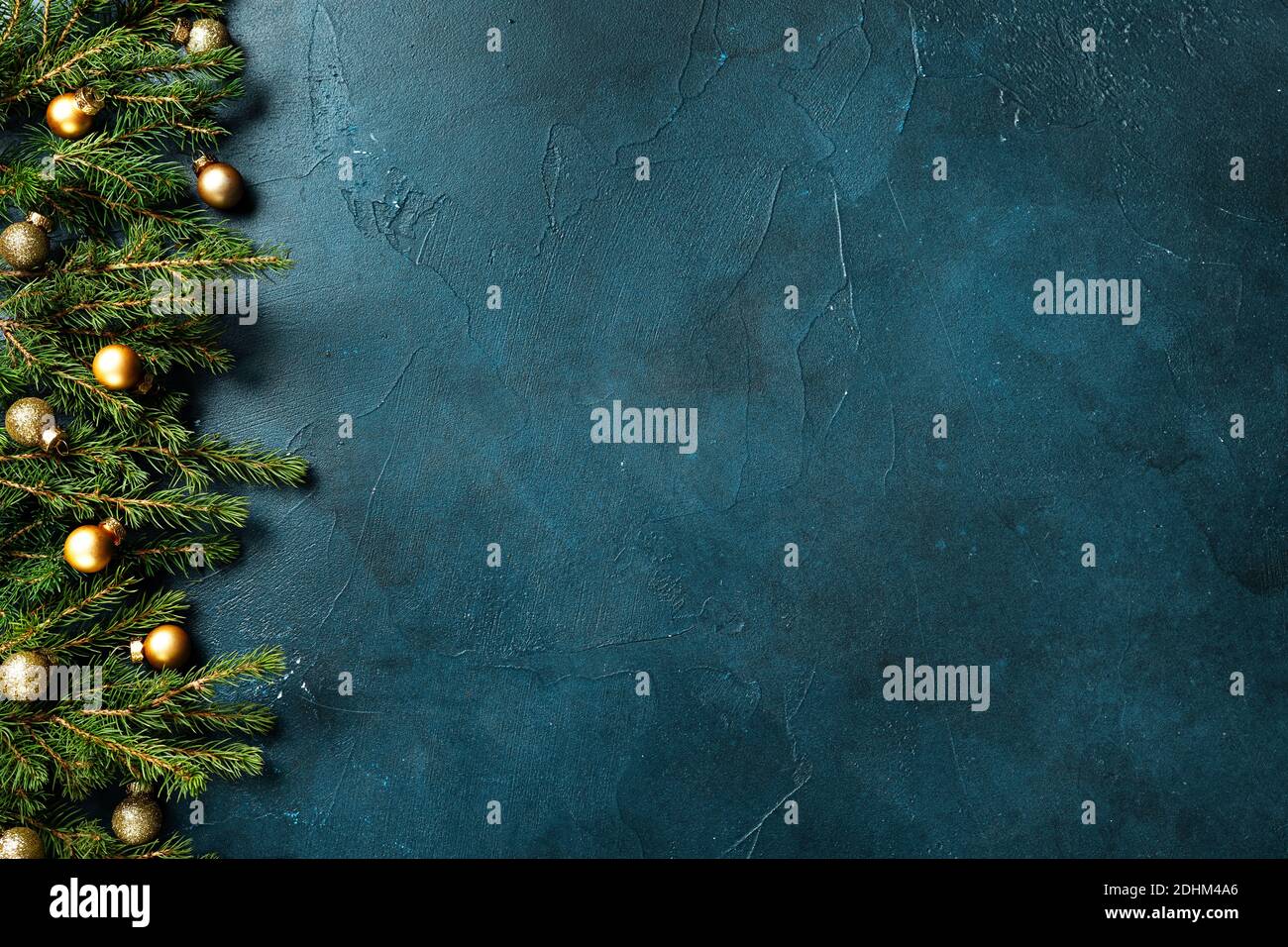 Christmas background with fir tree and decorations Stock Photo - Alamy