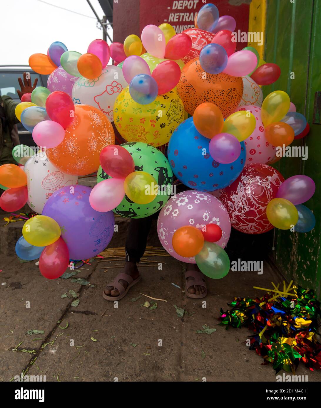 Selling baloons and ducks on Rue Andriamanelo, Antananarivo, Madagascar ...