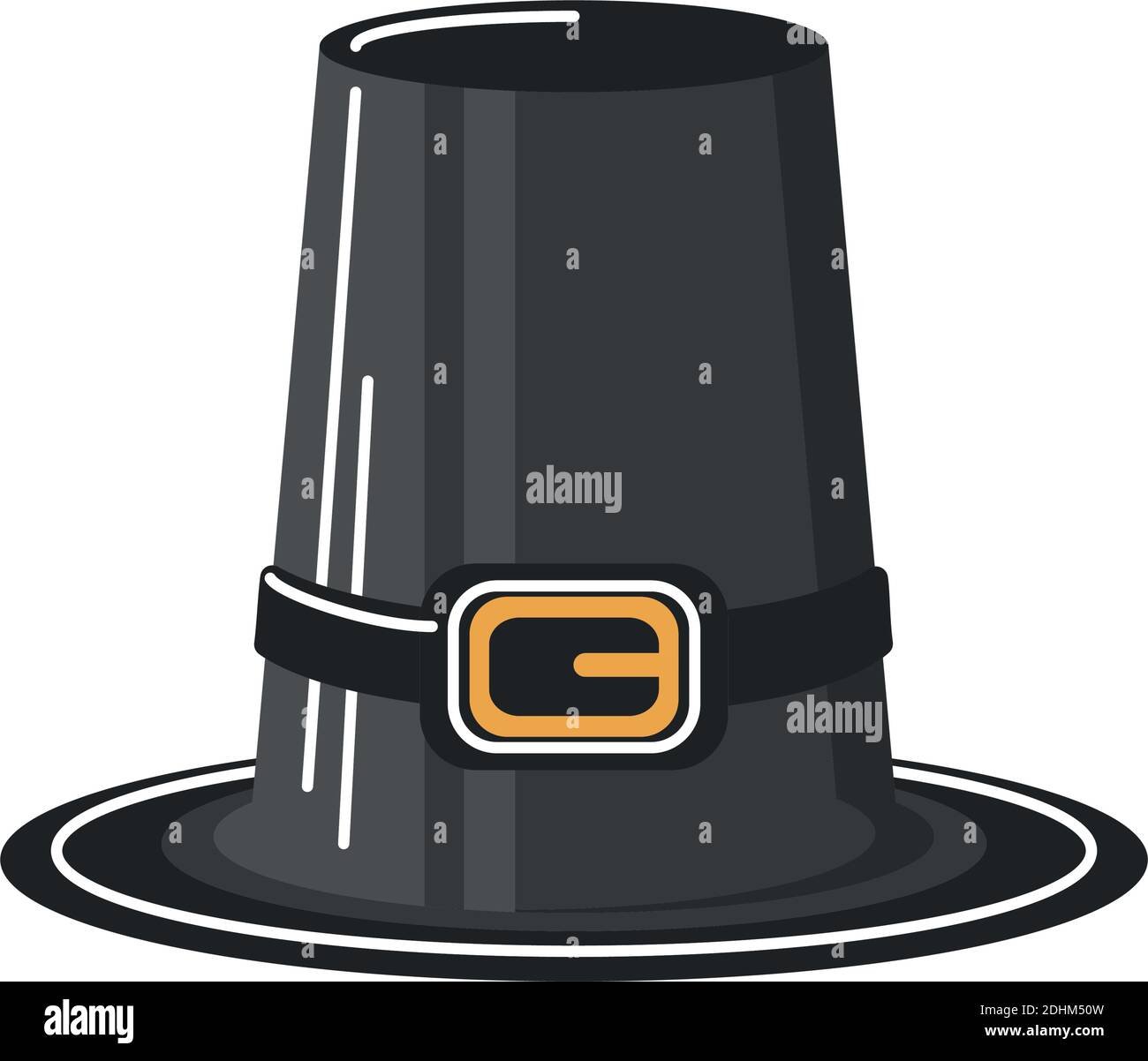 happy thanksgiving pilgrim hat traditional detailed icon vector illustration Stock Vector Image ...