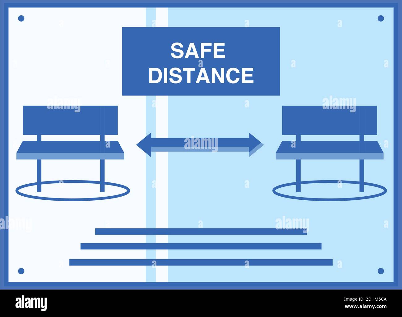 prevention of covid 19, safe distance seats public place, sign board ...