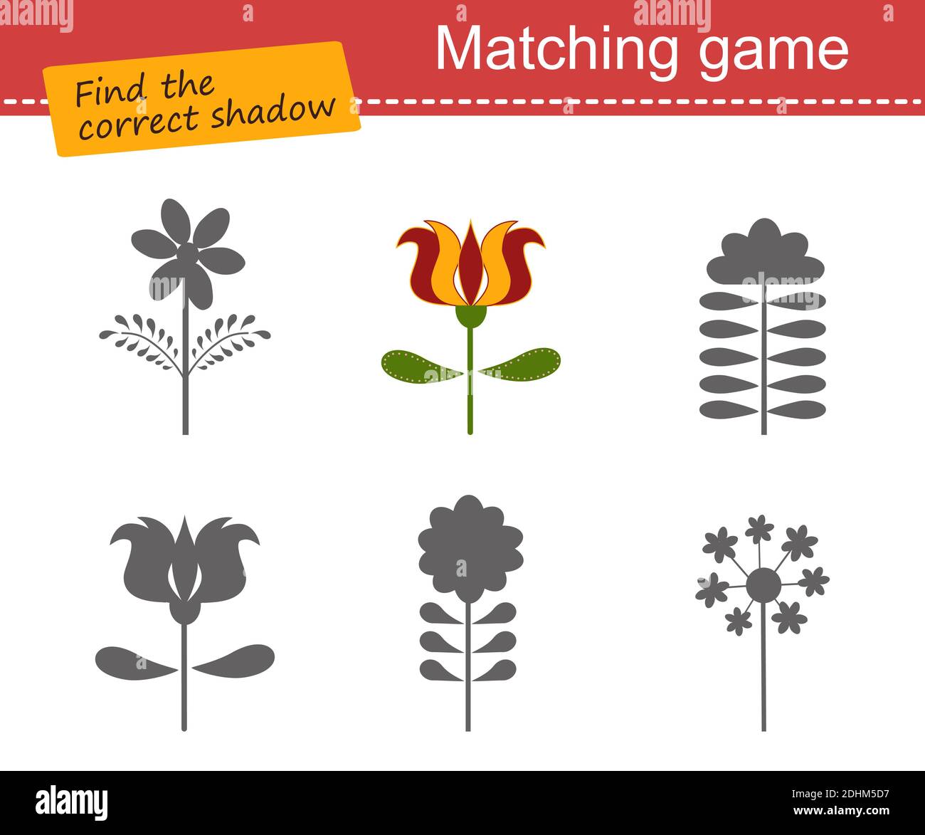 Find correct shadow. Educational game for children. Flat cartoon style ...