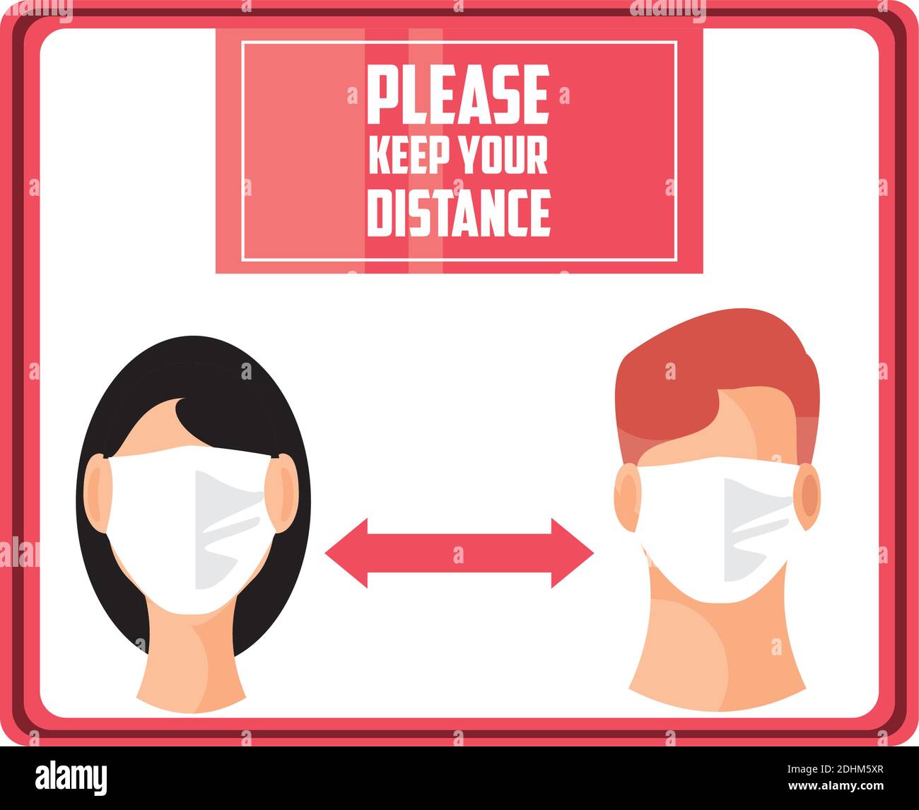 prevention of covid 19, people with mask, please keep your distance ...