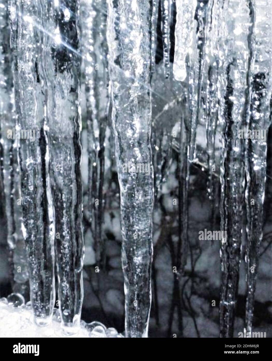 Frozen waterfall, background and texture of ice. Frozen water drops ...