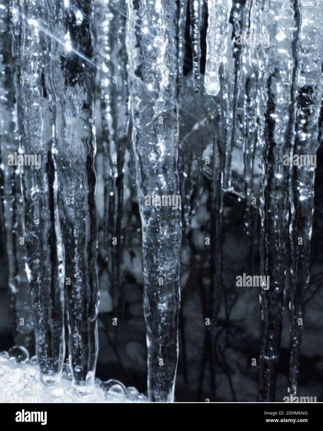 Frozen waterfall, background and texture of ice. Frozen water drops ...
