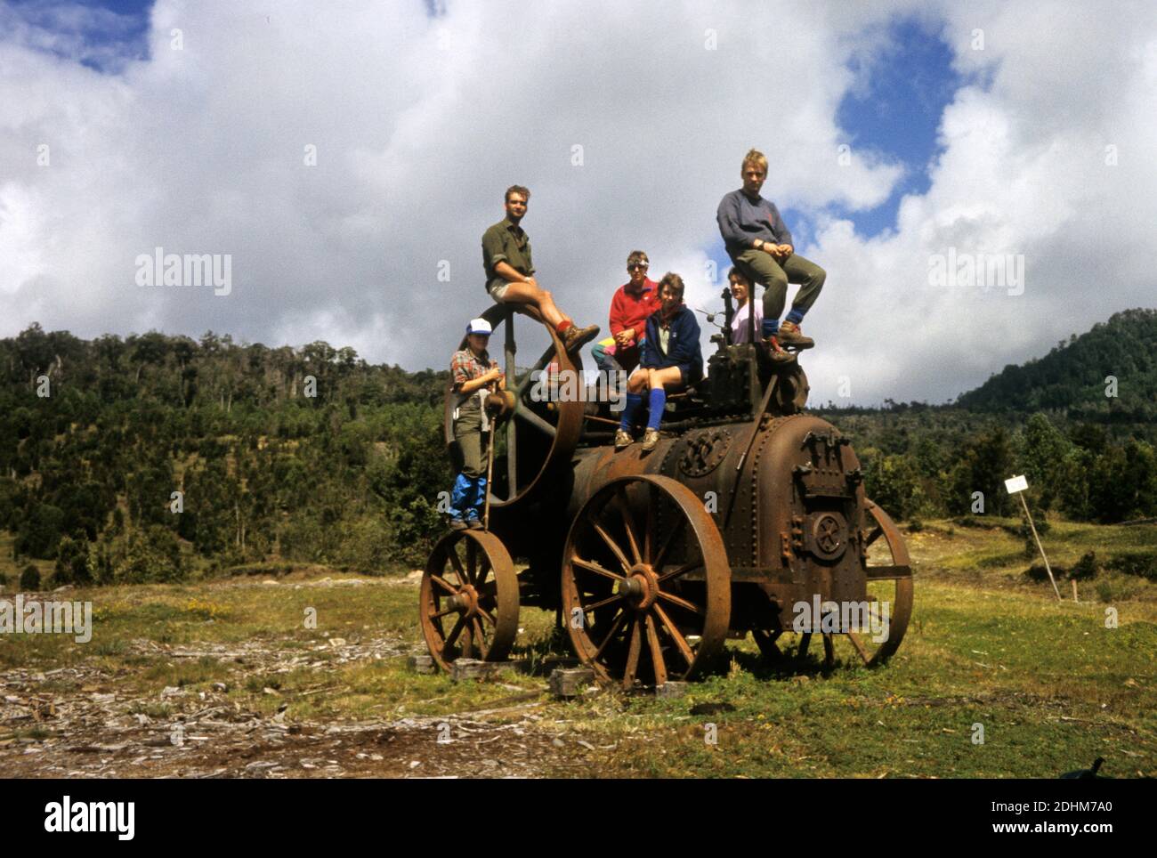 Operation Raleigh volunteers on old steam agrictural machine in Chile ...