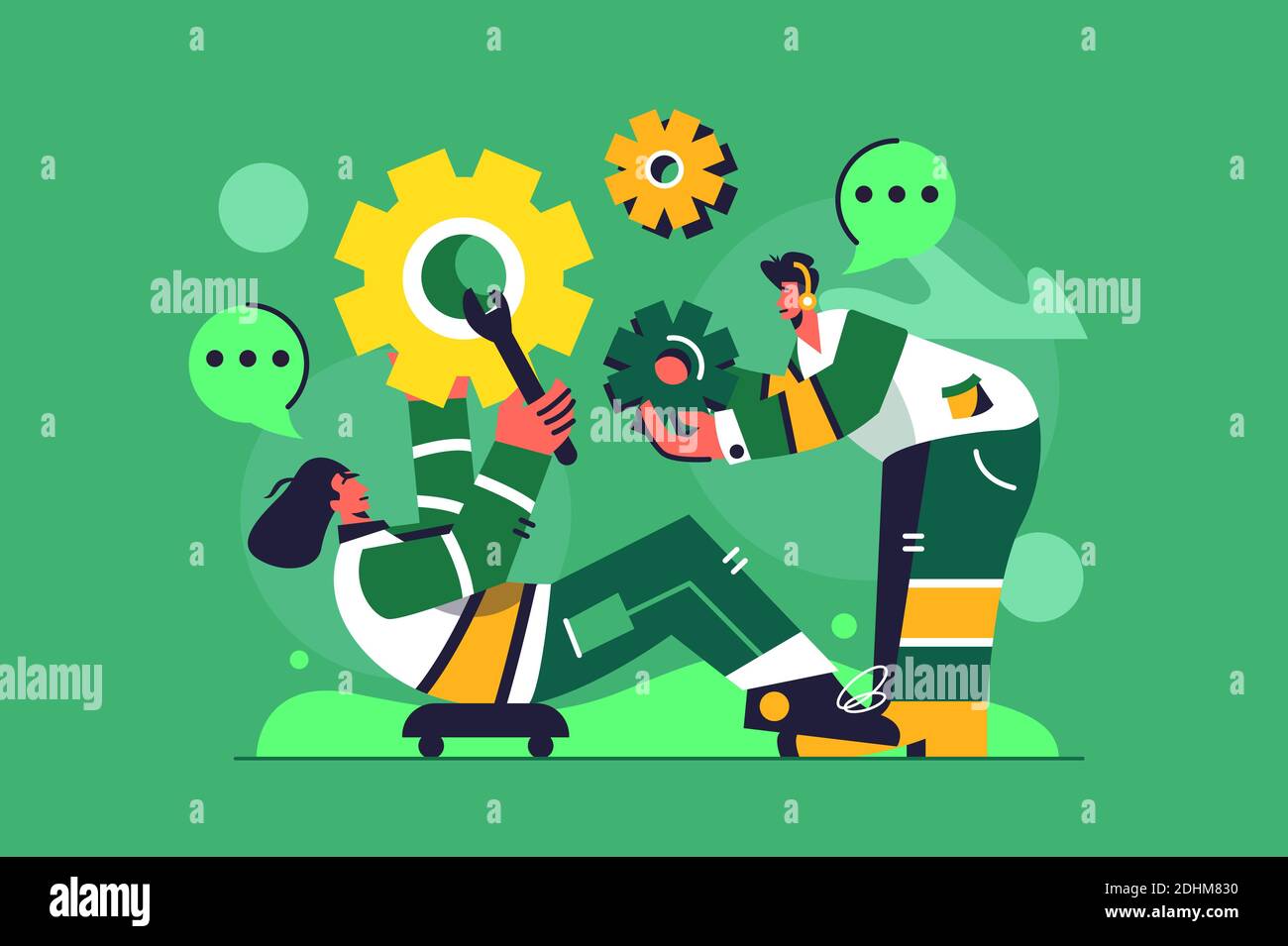 Concept Of Guy And Girl Doing Setting Stock Vector Image And Art Alamy