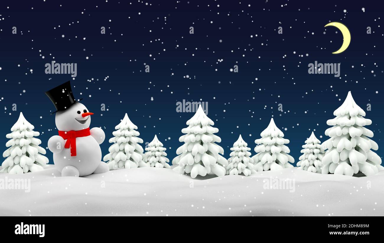 Snowman night winter forest hi-res stock photography and images - Alamy