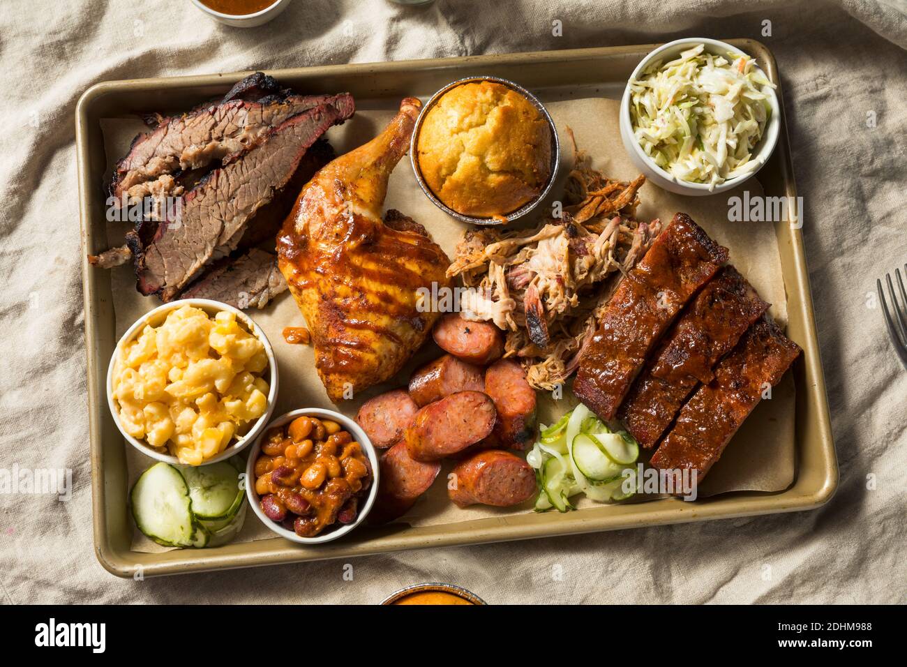 Homemade Barbecue Platter with Ribs Chicken Brisket and Pulled Pork ...