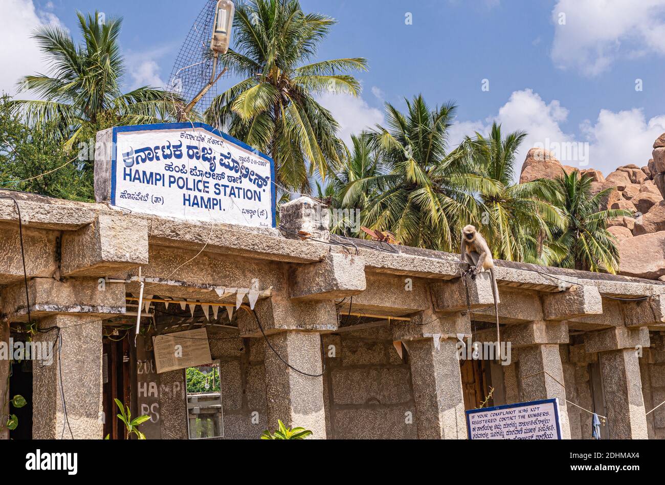 Hampi, Karnataka, India - November 4, 2013: Hampi Bazar street. Blue ...