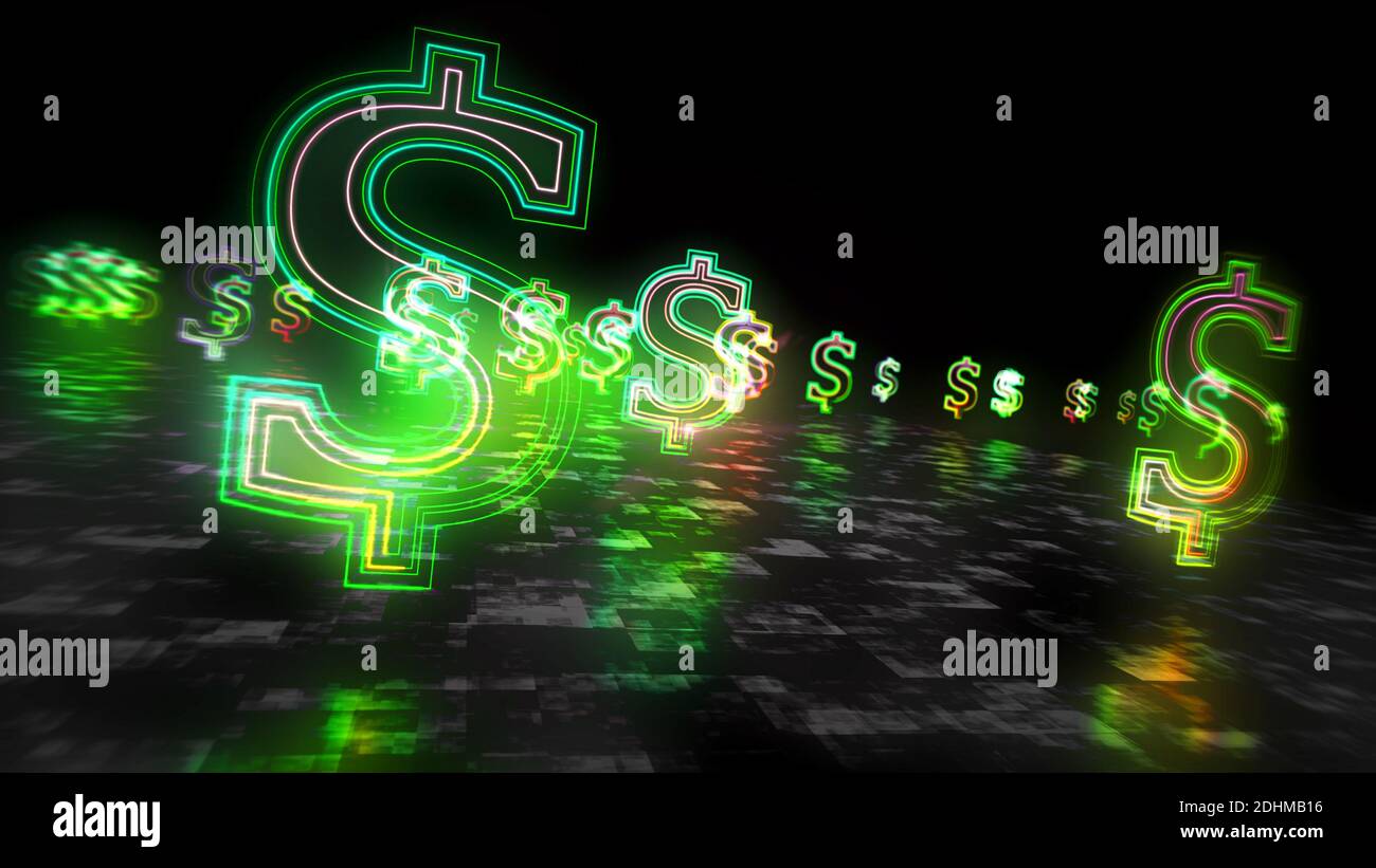 Dollar money symbol, money neon icon, cash sign loop concept ...