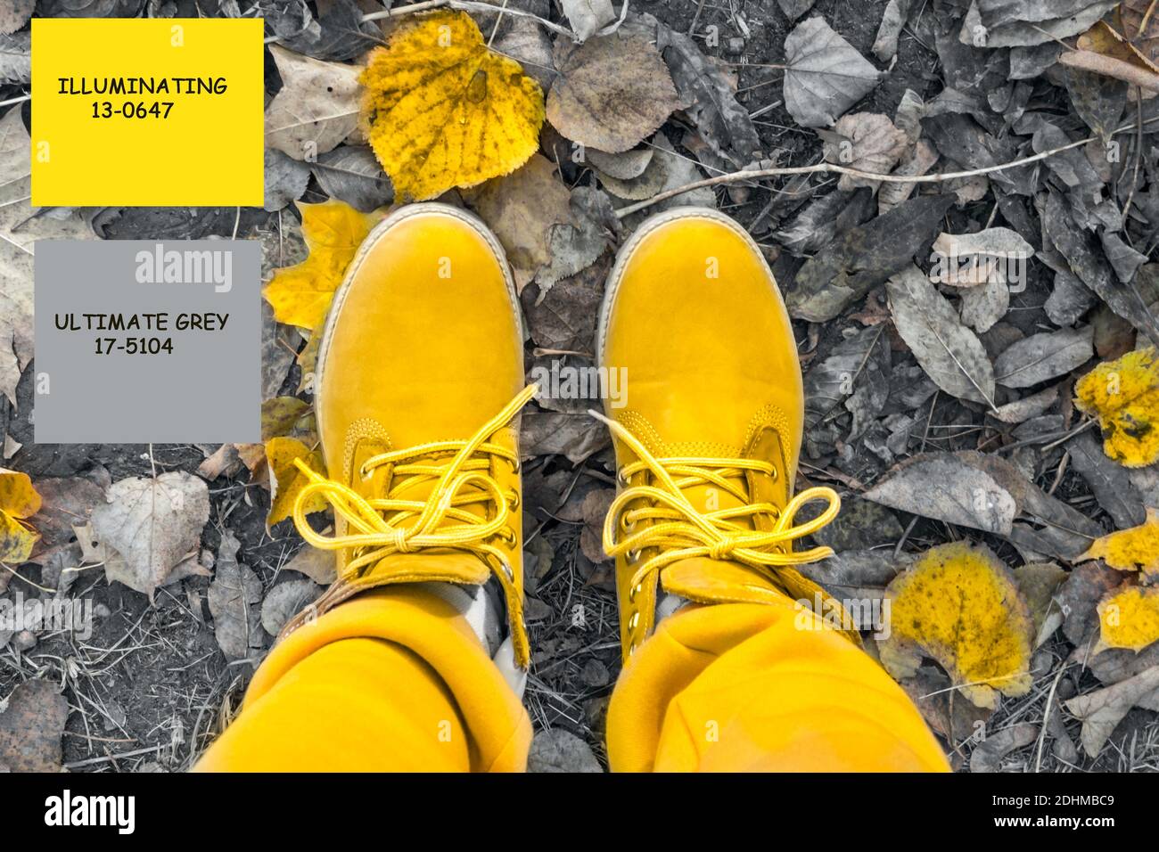 bright illuminating yellow modern, fashion, stylish boots on ultimate ...