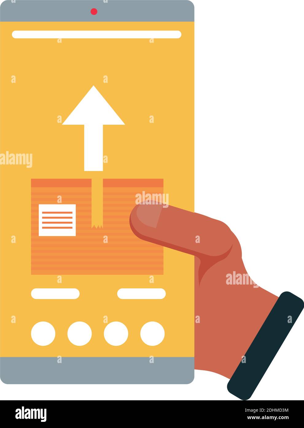 online delivery, hand with smartphone ordering app vector illustration ...