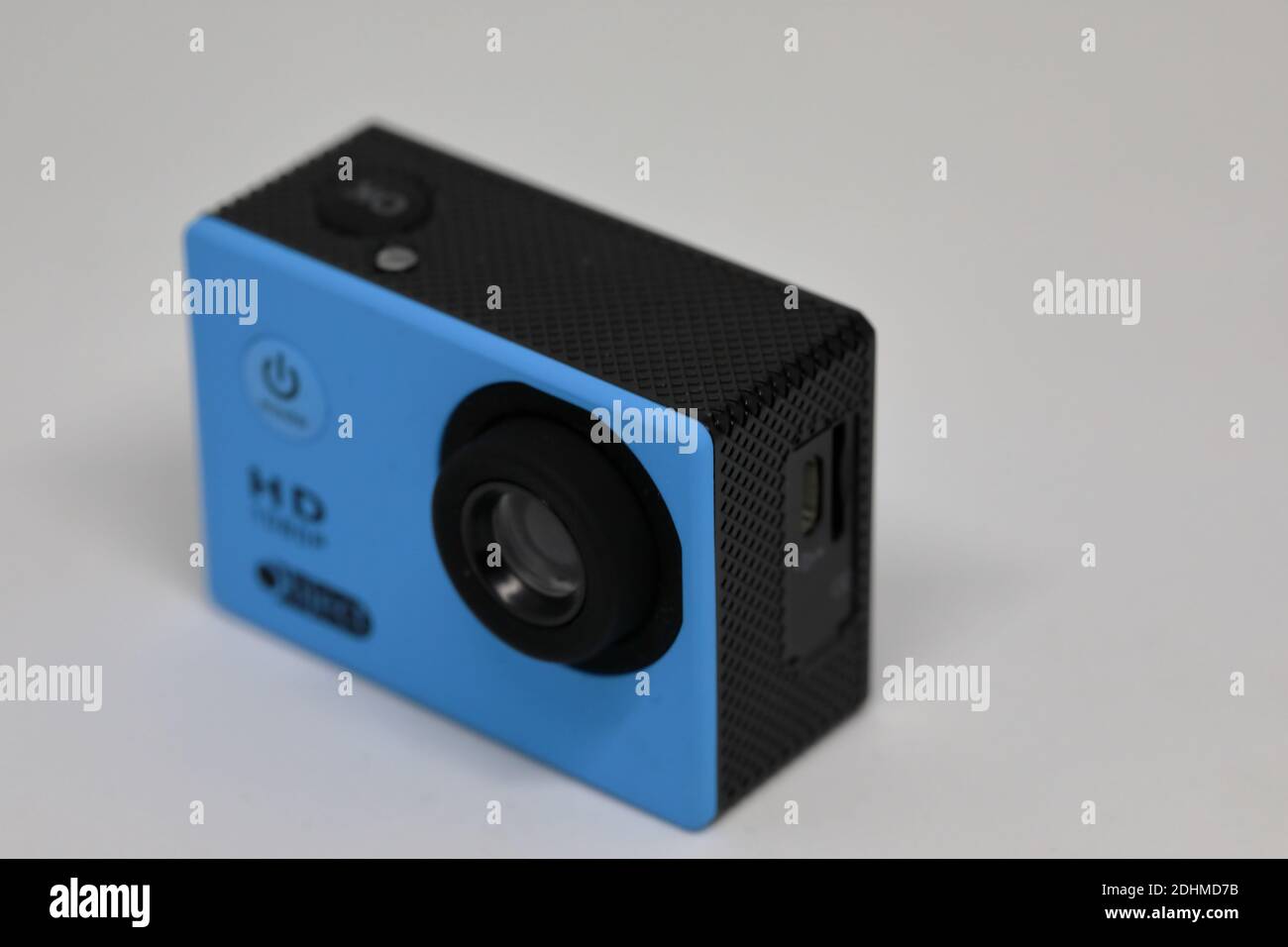 A blue HD action camera Stock Photo - Alamy