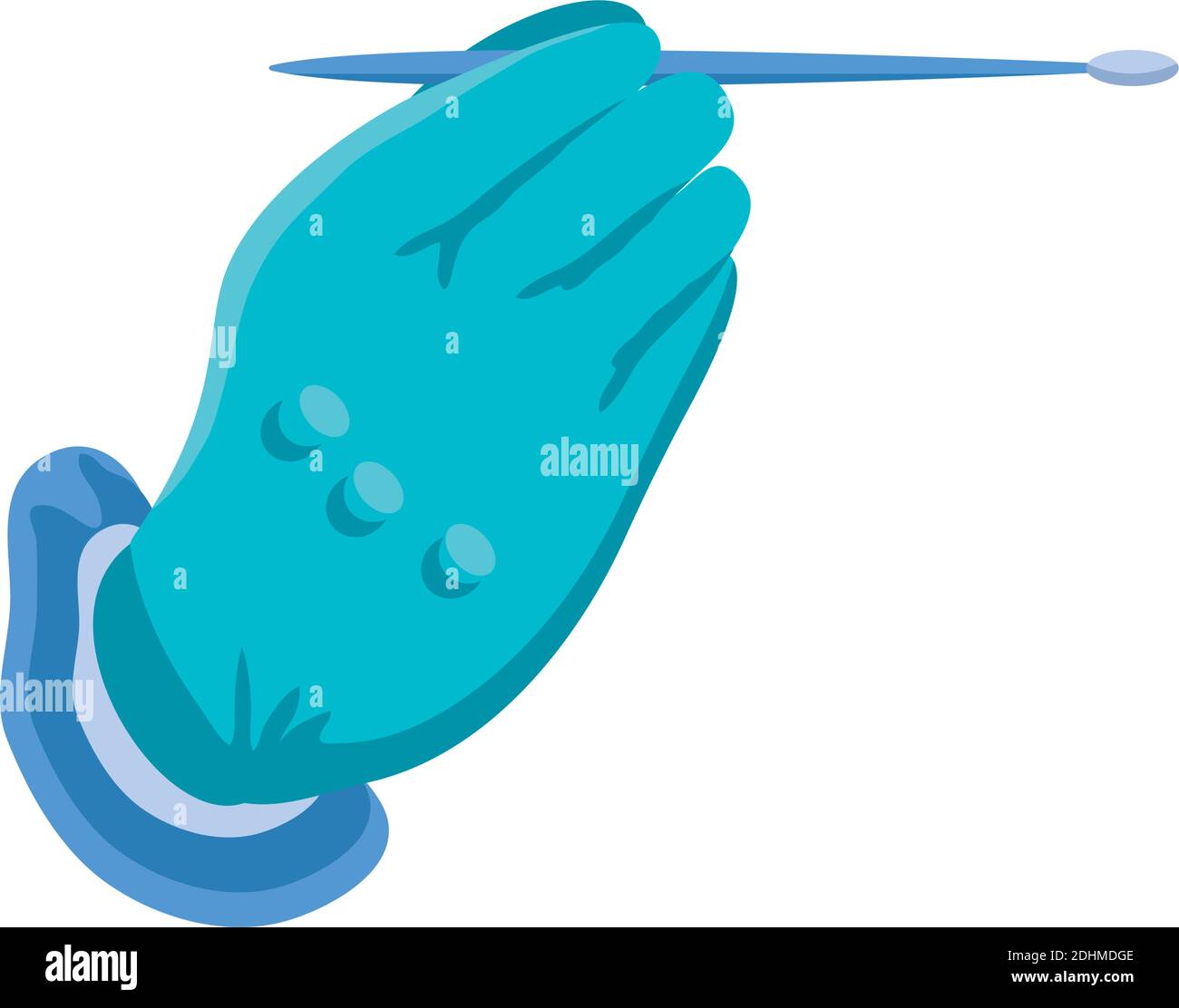 hand with medical glove and testing with swab vector illustration Stock ...
