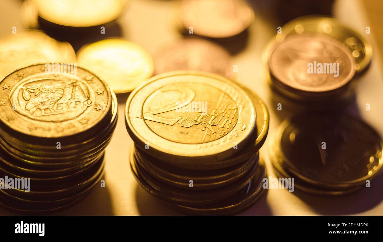 Closeup european union coins hi-res stock photography and images - Alamy
