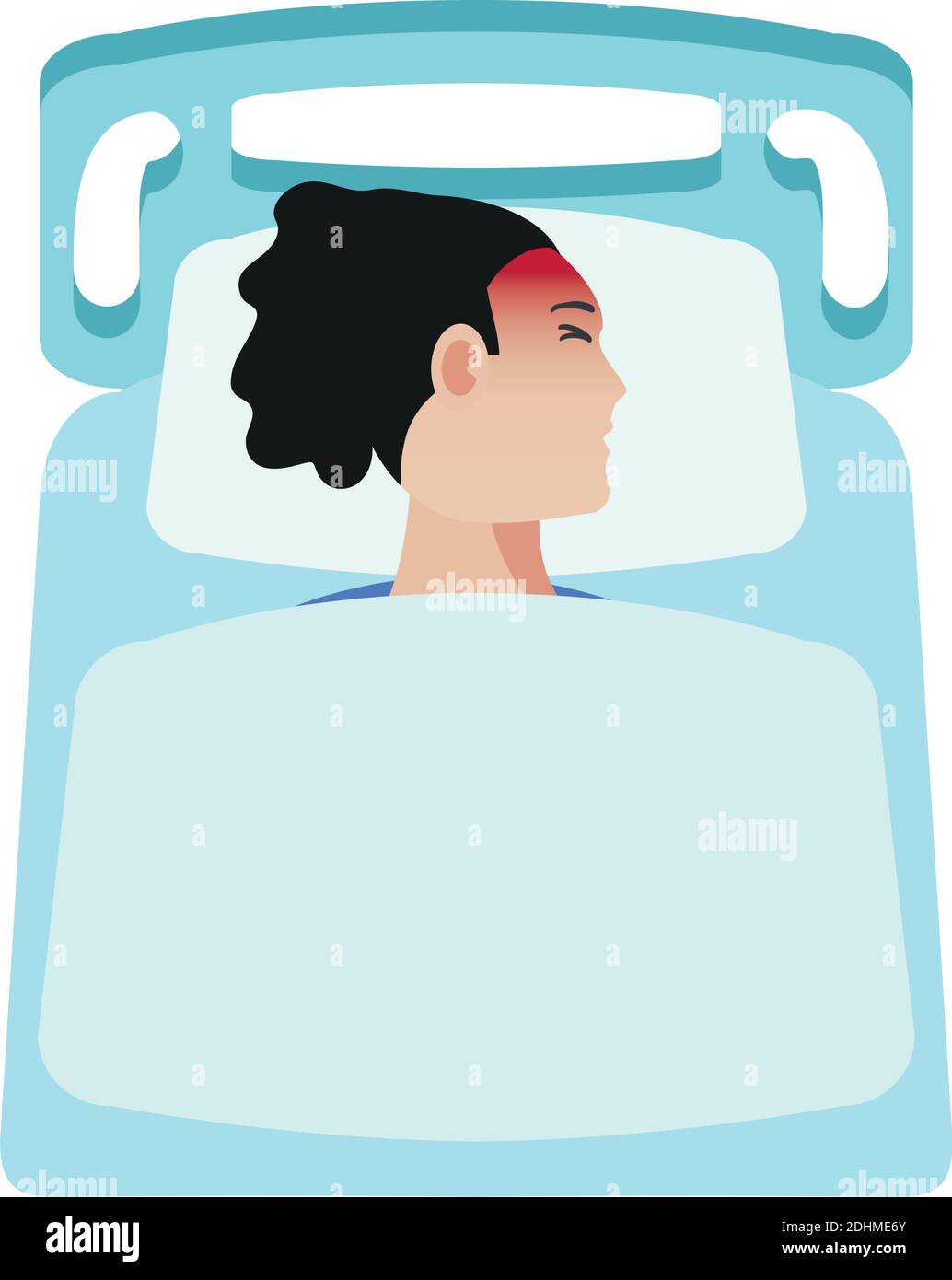 patient male with fever disease coronavirus covid in bed Stock Vector ...