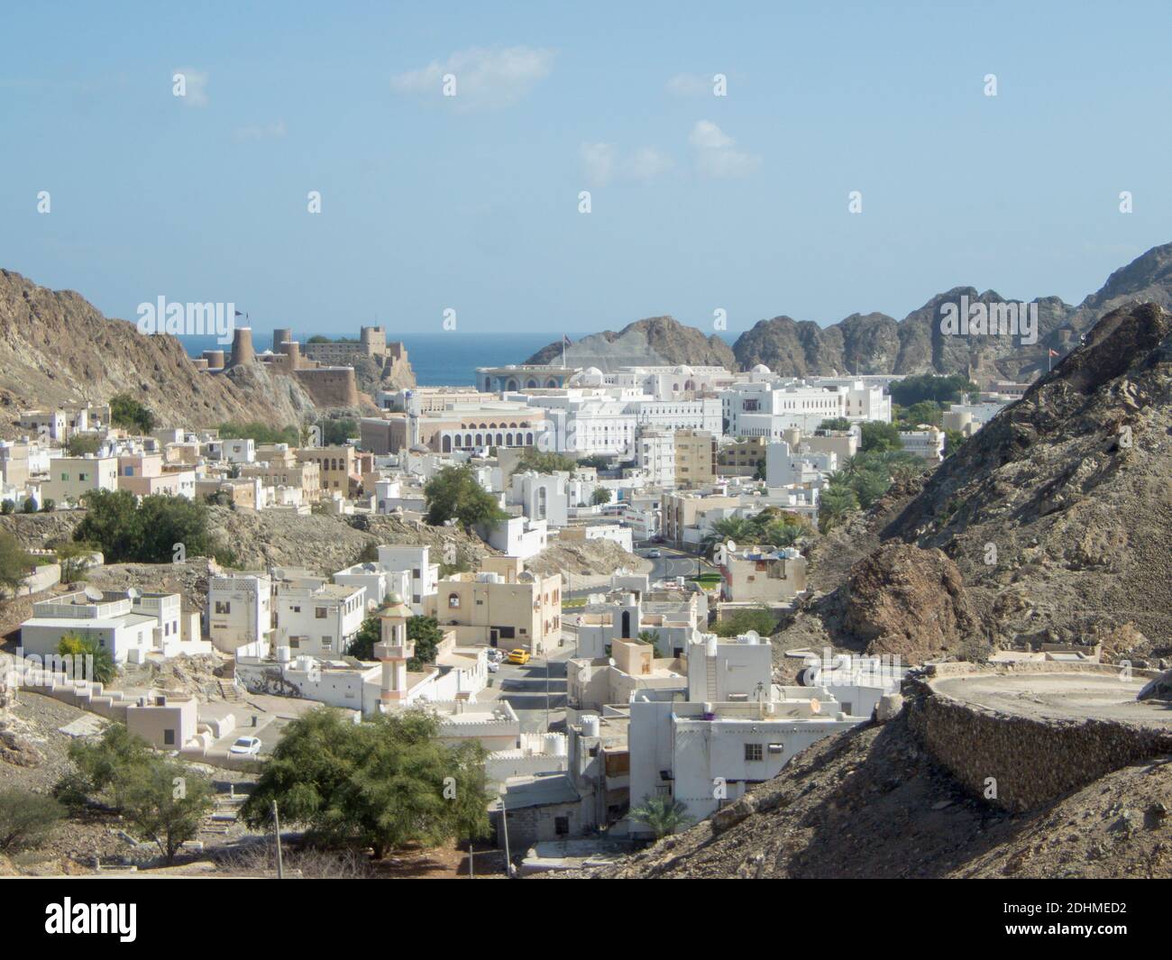 Al Mirani Fort and Al Alam Palace, Kalbūh, Muscat, Oman Stock Photo - Alamy