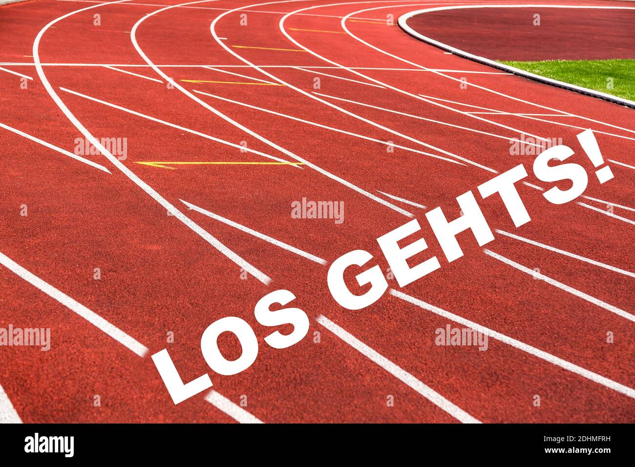 Racetrack in Detail with german language says "Go for it Stock Photo ...