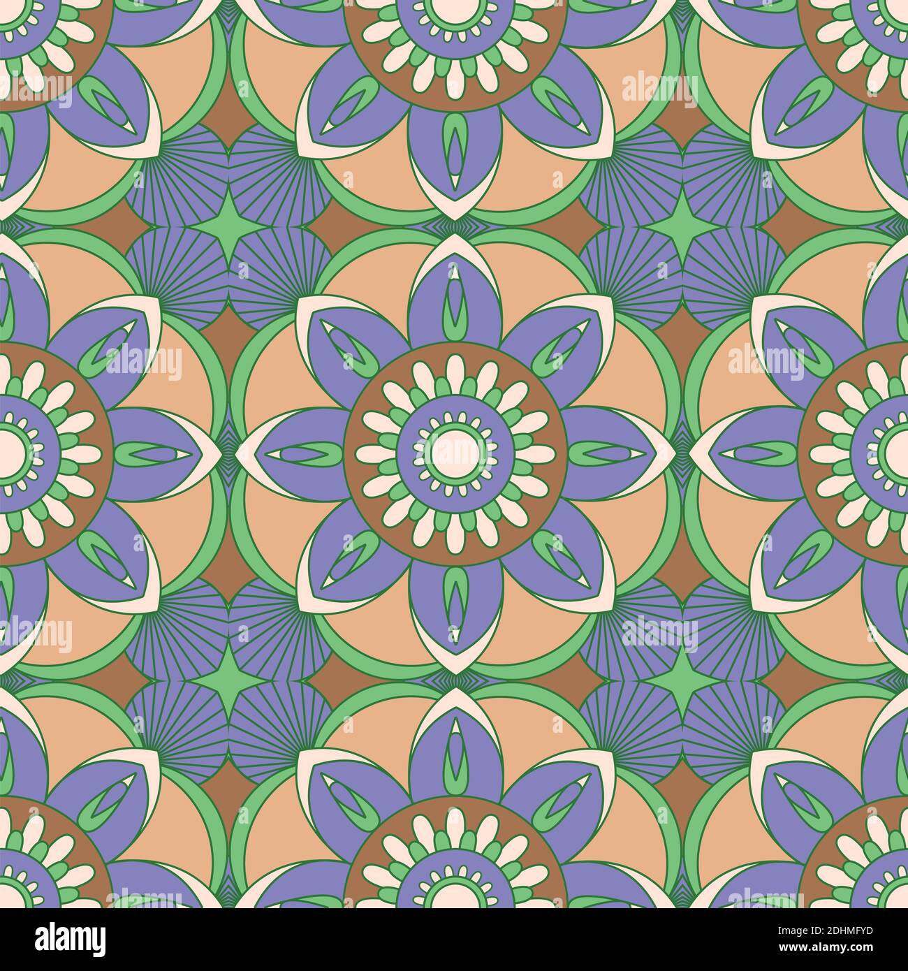 Mandala seamless pattern vector. A symmetrical purple flower ornament ...