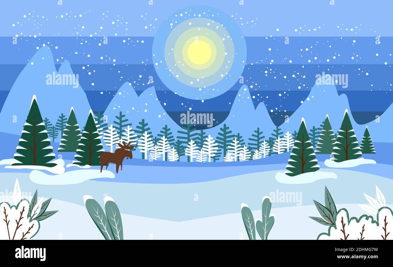 Ice cold snowy forest Stock Vector Images - Alamy
