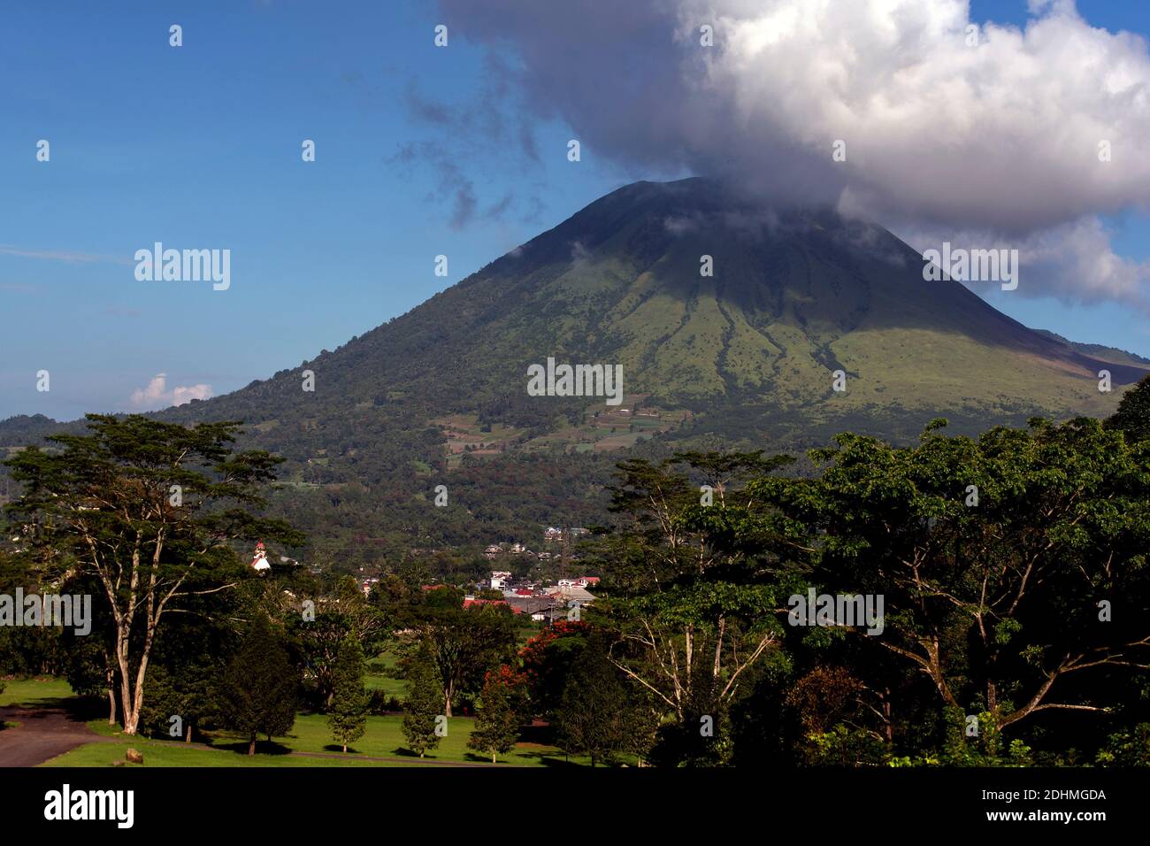 Mt. Lokon on Tondano plain, close to Tomohon, northern Sulawesi ...