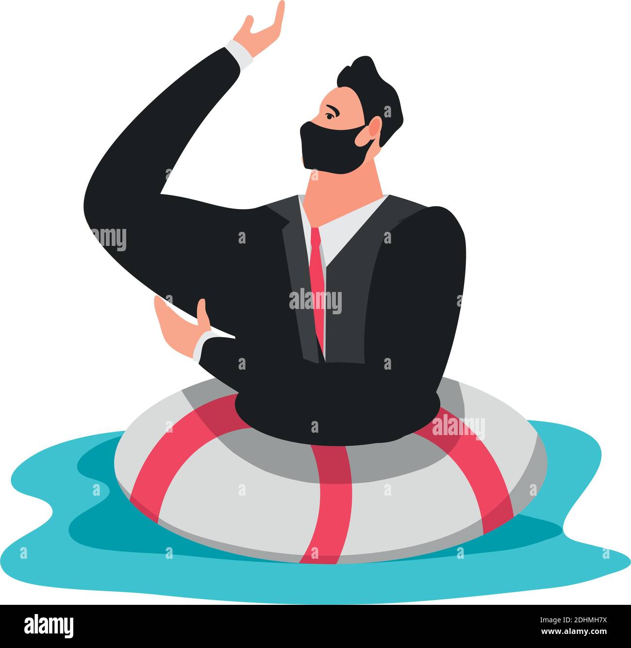 business man in medical mask floating vector illustration Stock Vector ...