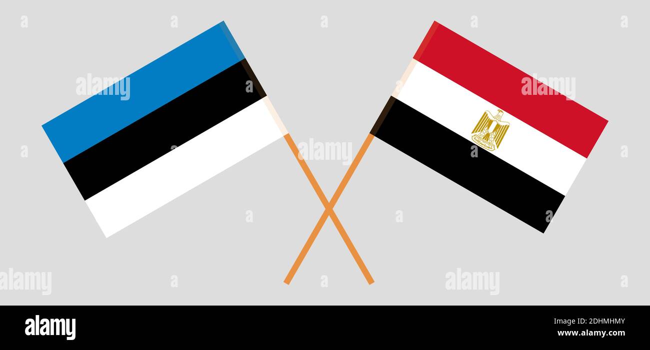Crossed flags of Egypt and Estonia. Official colors. Correct proportion. Vector illustration ...