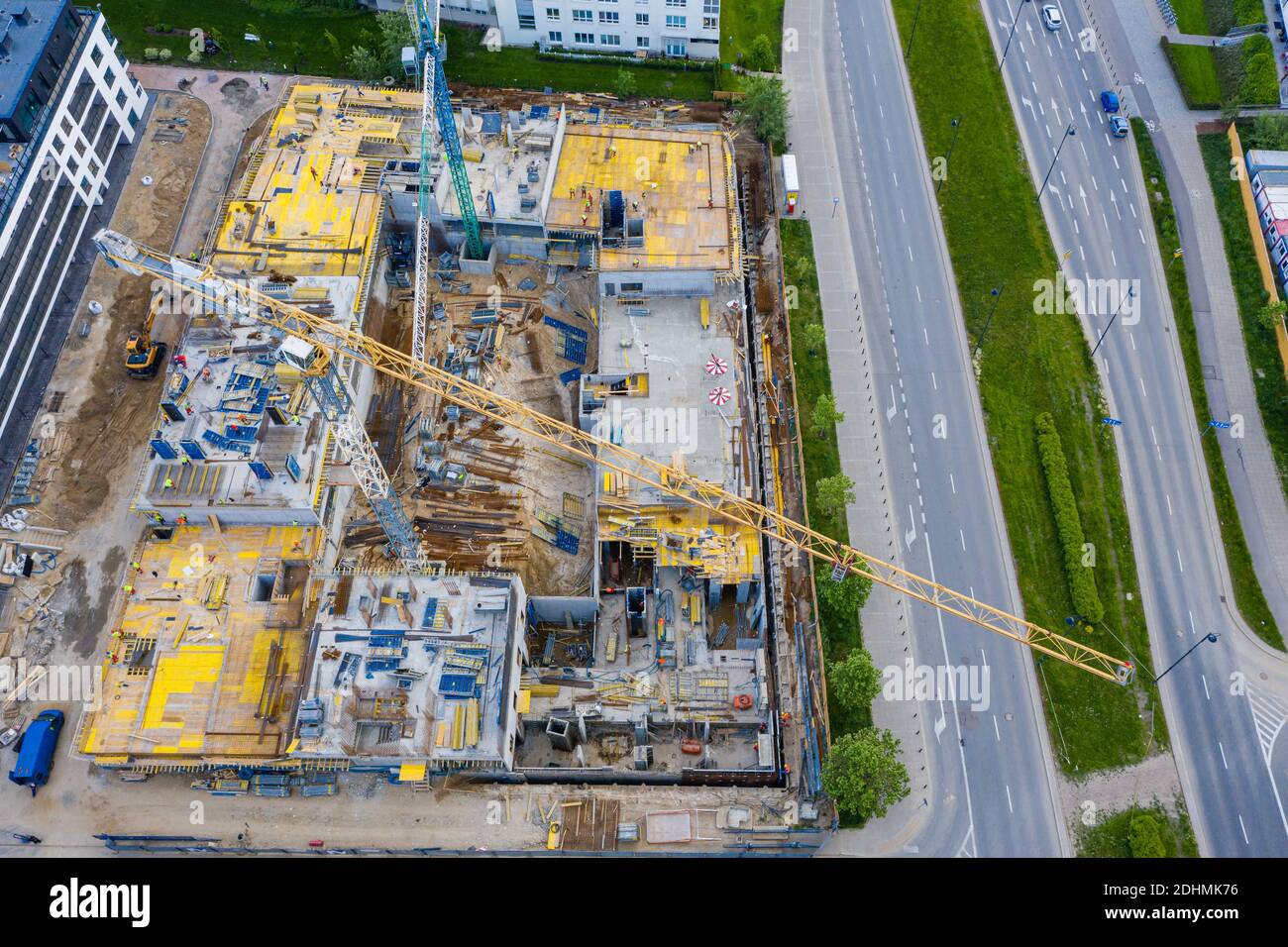 Housing project construction site aerial view Stock Photo - Alamy