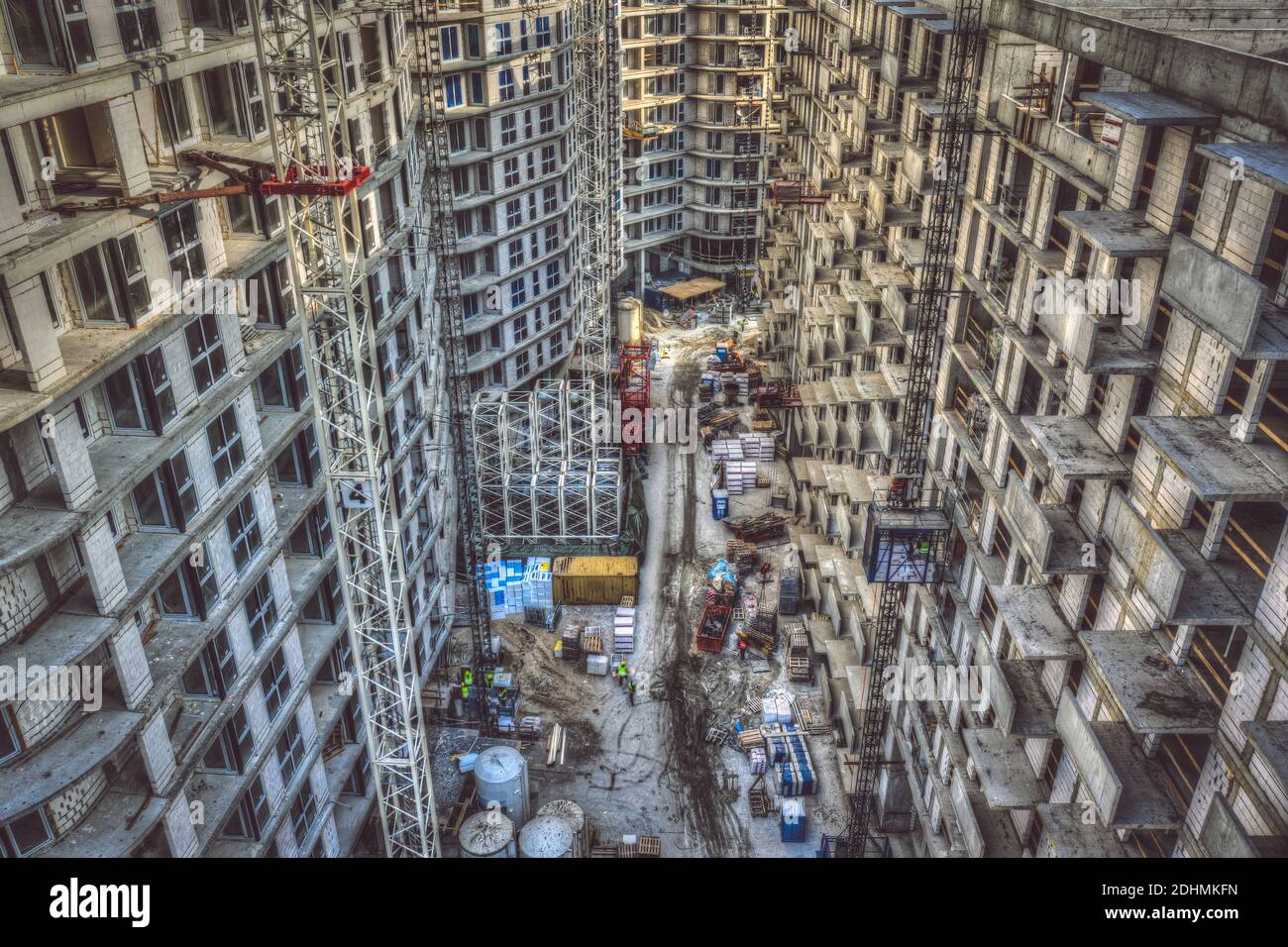 Housing project construction site aerial view Stock Photo - Alamy