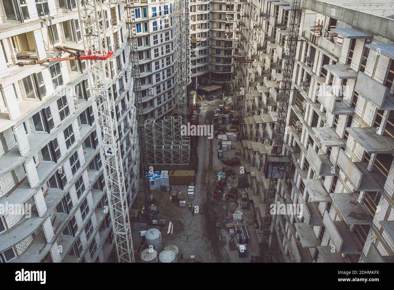 Housing project construction site aerial view Stock Photo - Alamy