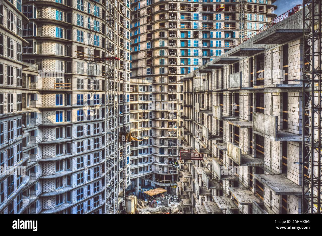 Housing project construction site aerial view Stock Photo - Alamy