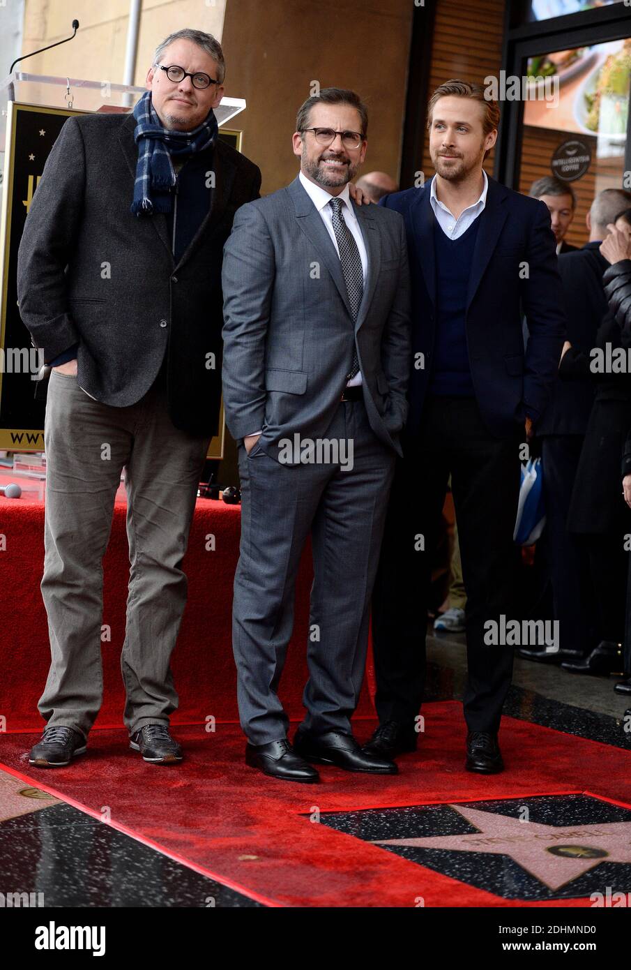 Adam McKay, Steve Carel and Ryan Gosling attend a ceremony honoring ...