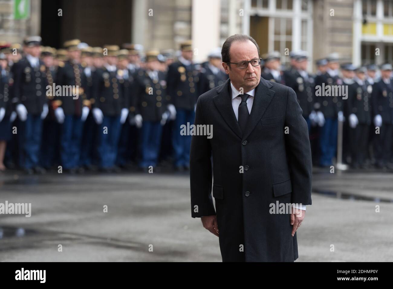 French President Francois Hollande attends a ceremony to adress his new ...