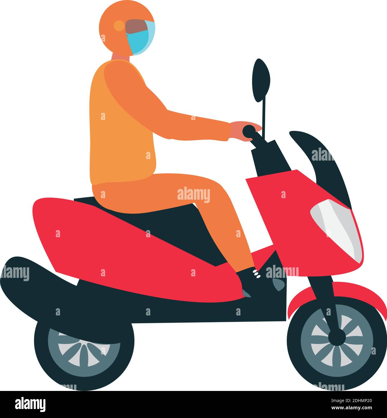 delivery man with mask helmet and suit vector illustration Stock Vector ...