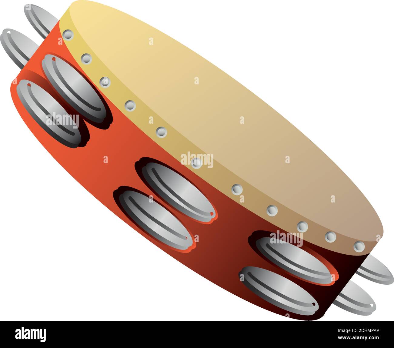 tambourine percussion musical instrument vector illustration detailed ...